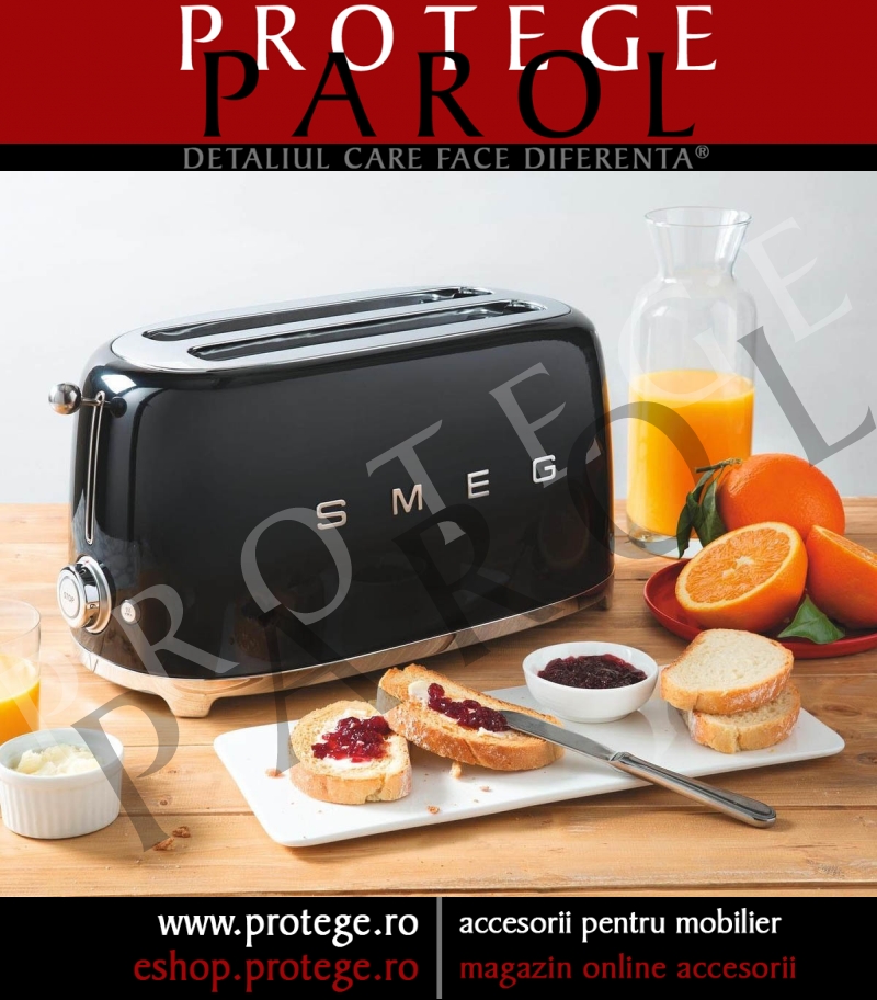 Prajitor paine felii Smeg, 4 felii, TSF02BLEU, negru, Retro 50, 1500 W ...