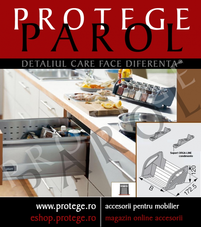 Organizatoare (suporturi) pentru condimente (ORGA-LINE Blum), Latime ...