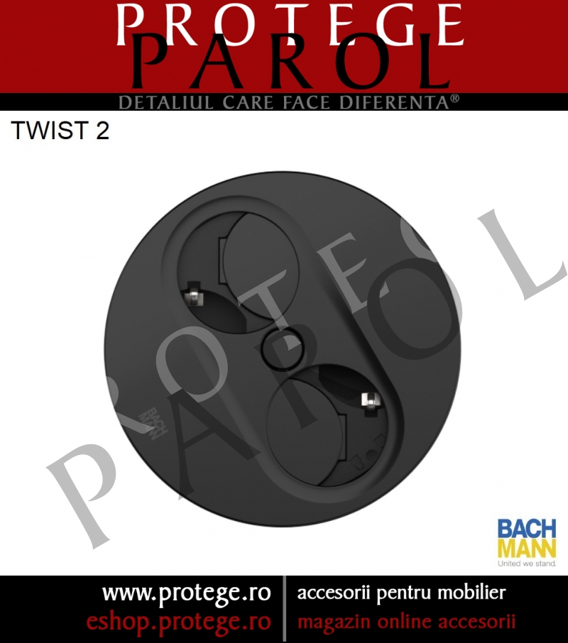 Priza incorporabila TWIST2 Bachmann, 2 x Schuko, 946.100, deschidere ...